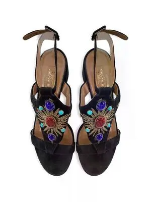 AQUAZZURA Embellished Suede Heeled Sandals