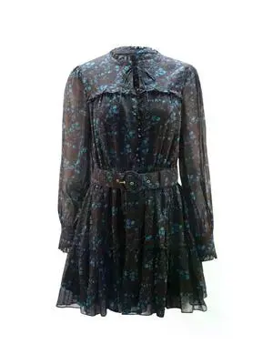 NICHOLAS Floral Print Belted Mini Dress - Black