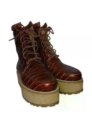Gabriela Hearst Embossed Leather Platform Lace-up Boots