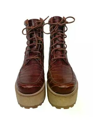 Gabriela Hearst Embossed Leather Platform Lace-up Boots