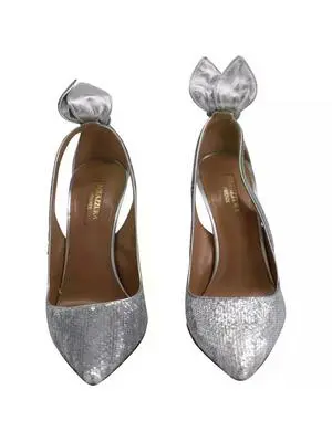 AQUAZZURA Sequined Stiletto Heel Pumps With Bow Detail