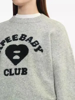 A BATHING APE Graphic Crew Neck Sweater - Grey