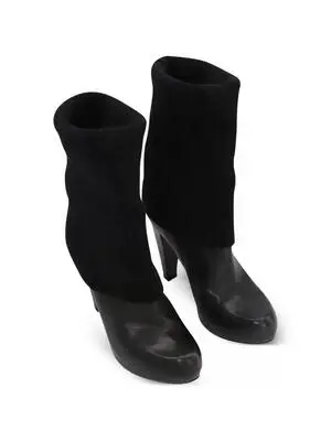 LOEFFLER RANDALL Leather Knitted Mid-calf Boots
