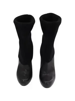 LOEFFLER RANDALL Leather Knitted Mid-calf Boots