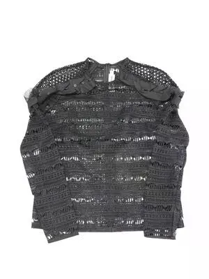 SELF-PORTRAIT Lace Ruffle Detail Long Sleeve Top - Black