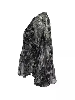 IRO PARIS Abstract Print Ruffled Sleeve Blouse