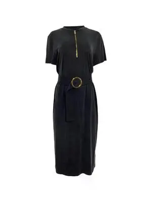 Escada Belted Short-sleeve Midi Dress - Black