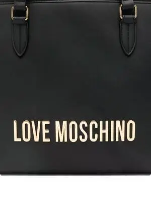 Moschino Logo Plaque Shoulder Bag - Black