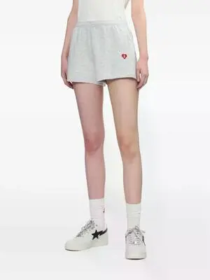 A BATHING APE Embroidered Heart Detail Drawstring Shorts - Grey