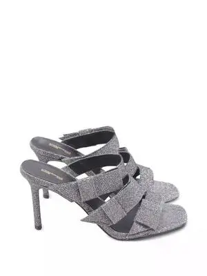 Diane Von Furstenberg Metallic Bow Heeled Sandals - Grey