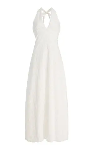 Posse Salma Eyelet Cotton Maxi Halter Dress - White
