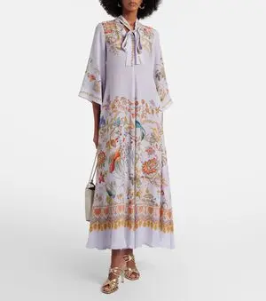 Etro Floral Silk Maxi Dress - Blue
