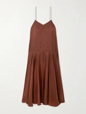 ST. AGNI Silk-twill Maxi Dress - Red