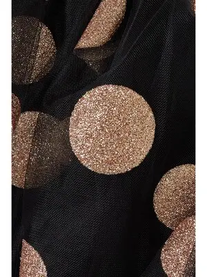 Halpern Cropped Halterneck Polka Dot Tulle Top