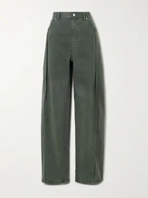 Tibi Stretch-twill Wide-leg Trousers - Gray