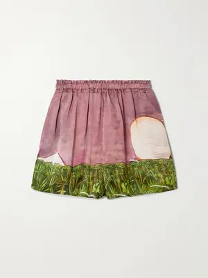 DONDE ESTEBAN La Sierra Printed Silk-satin Shorts - Multi