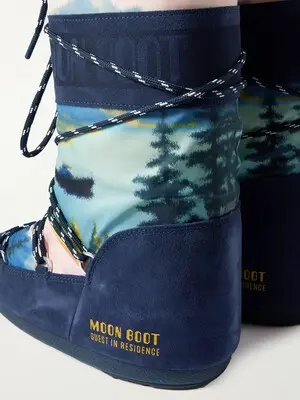 Moon Boot X Guest In Residence Icon Postcard Suede-trimmed Printed Snow Boots - Blue