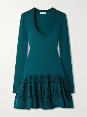 Alaïa Ruffled Wool-blend Mini Dress