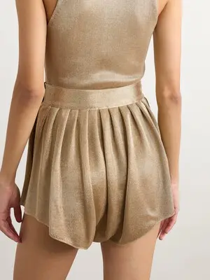 Alaïa Gathered Metallic Knitted Shorts