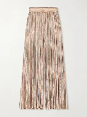 Missoni Metallic Crochet-knit Wide-leg Trousers - Brown
