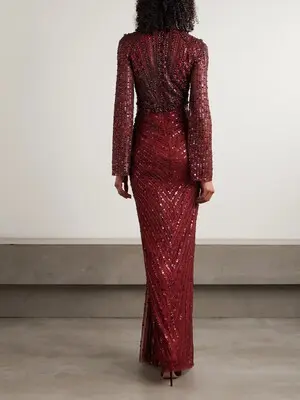 Jenny Packham Nina Gathered Embellished Tulle Gown