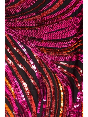 Halpern One-shoulder Sequin Tulle Mini Dress