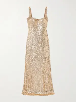 Jenny Packham Lettie Crystal-embellished Sequined Tulle Gown