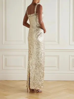 Jenny Packham Lettie Crystal-embellished Sequined Tulle Gown