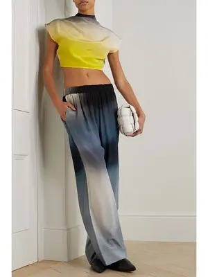 Gauchère Pleated Ombré Woven Wide Leg Pants