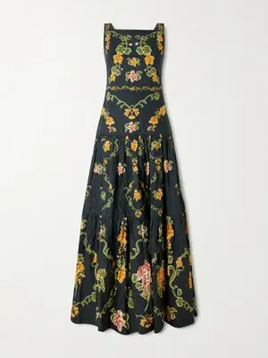 Agua Bendita Abeja Floral-print Linen Maxi Dress - Multi