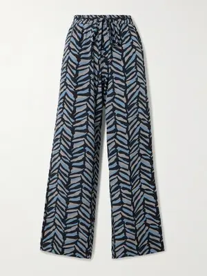 Matteau Printed Silk Crepe De Chine Straight-leg Pants - Multi