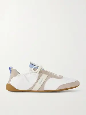 Chloé Kick Suede-trimmed Leather Trainers - White