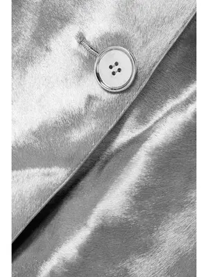 Michael Kors Belted Double-breasted Metallic Calf Hair Trench Coat