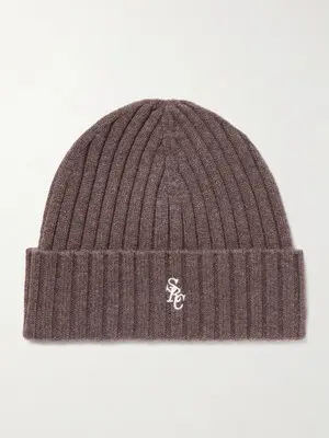 SPORTY & RICH Ribbed Cashmere And Wool-blend Beanie - Brown