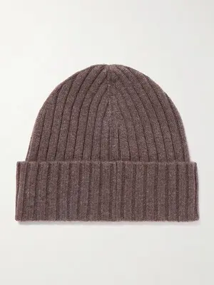 SPORTY & RICH Ribbed Cashmere And Wool-blend Beanie - Brown