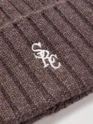 SPORTY & RICH Ribbed Cashmere And Wool-blend Beanie - Brown