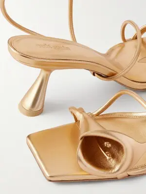 Cult Gaia Ria Embellished Metallic Leather Slingback Sandals