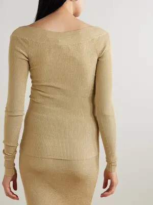 Stella McCartney Metallic Ribbed-knit Top