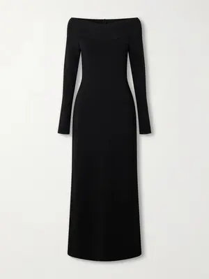 Stella McCartney Off-the-shoulder Knitted Midi Dress - Black
