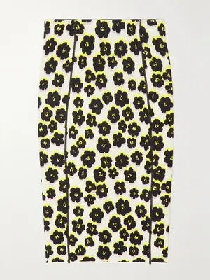 LANVIN Floral Jacquard Midi Skirt - Black