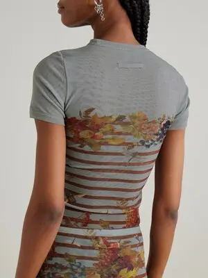 JEAN PAUL GAULTIER Marinière Grape Printed Mesh T-shirt