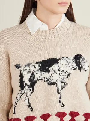 S.S.DALEY Intarsia Dalmatian Motif Wool Sweater