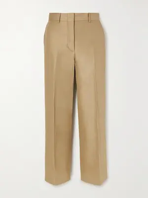 Brioni Cotton, Linen, And Silk-blend Twill Straight-leg Pants - Brown