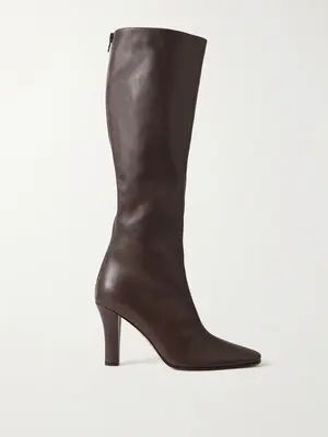 THE ROW Mona Knee High Zip Up Leather Boots