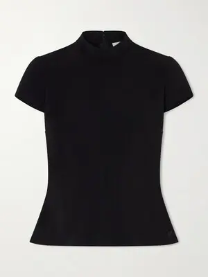 COURREGES Courrèges Crepe Mock Neck Top With Embroidered Logo