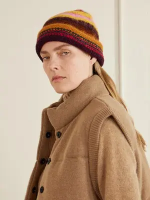 THE ELDER STATESMAN Thistle Pacific Striped Alpaca-blend Beanie