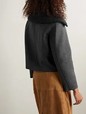 Theory Ribbed Wool-trimmed Wool-blend Twill Jacket