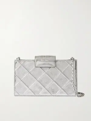 Tory Burch Fleming Mini Quilted Metallic Leather Shoulder Bag
