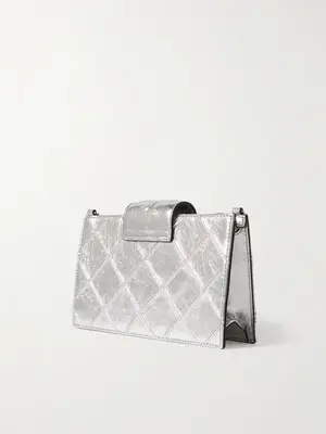 Tory Burch Fleming Mini Quilted Metallic Leather Shoulder Bag