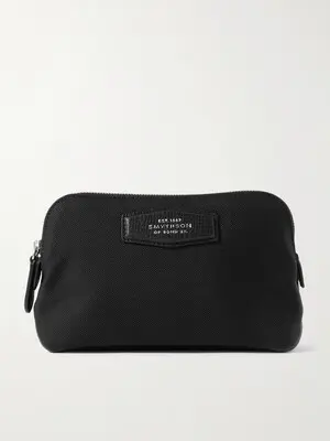 Smythson Norton Canvas Pouch With Leather Trim - Black